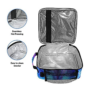 Wolf Galaxy Lunch Box Starry Wolf Insulated Lunch Bag Girls Lunch Cooler Bag Tote Freezable Shoulder Strap Lunchbox Animal Print Starry Sky Thermal Meal Tote Kit for Girls School Picnic