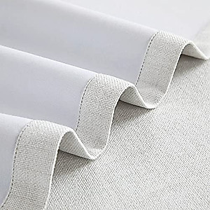 AMPHIWELL Textured Linen Blackout Curtains 90 Inches Long 100% Blackout Curtains Thermal Insulated Soundproof Grommet Curtains for Living Room Bedroom Curtains 2 Panel Sets, 52x90 Inch, Ivory