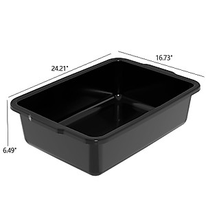 Nihenok 4 Pack Large Commercial Bus Boxes, 35 L Plastic Utility Bus Tote, Black