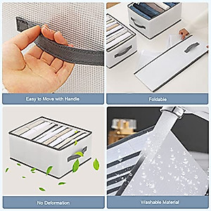 4pcs Wardrobe Clothes Organizer for Jeans, Clothes Organizer for Folded Clothes, PP Plate Nylon Mesh Foldable Closet Organizers and Storage for Pants, Underwear, Sweater, T-shirt, Dress (9Grids)