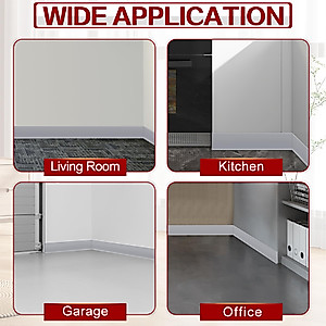 ToLanbbt 26.3 FT Baseboard Trim Molding Wall Base Cove Flexible Vinyl Self-Adhesive Base Trim, 4 in Peel and Stick Avoid Dust Rubber Baseboard Trim for Bedroom Garage Office School Cover Walls, Gray