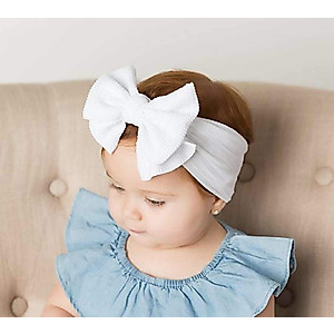 inSowni 8 Pack Big Bow Super Stretchy Nylon Headbands Turban Headwraps Hair Accessories for Baby Girls Toddlers Infants Kids