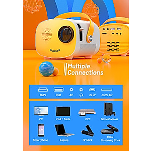 Mini Projector,GooDee Portable Projector for iPhone, 1080p Supported Movie Projector, 2500lux Small Home Video LED Pico Pocket Phone Projector for Bedroom Laptop HD USB AV Interfaces