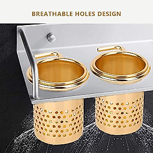 Hair Dryer Holder, Space Aluminum Wall Mounted Hair Dryer Holder Spiral Hair Care Tools Hanging Rack Organizer for Blow Dryer Comb (#2)