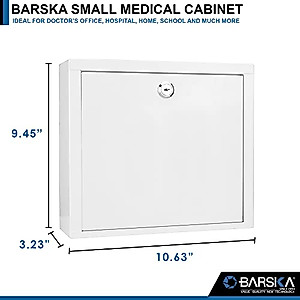 Barska Key Lock Wall Mount Small Security Magnet Erase Pad, Shelf, Stickers Medical Cabinet, White