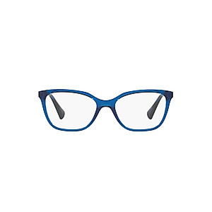 Ralph by Ralph Lauren Women's RA7110 Square Prescription Eyewear Frames, Shiny Transparent Blue/Demo Lens, 54 mm