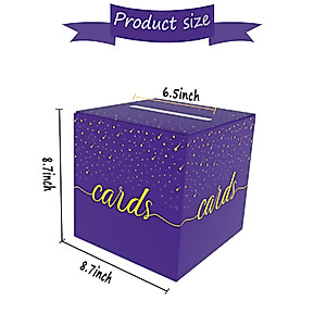 OLIVBIN Purple Card Box, Wedding Party Card Storage Box, Used for Birthday, Baby or Bride, Graduation Ceremony, Retirement Ceremony, Anniversary Decoration Party Supplies