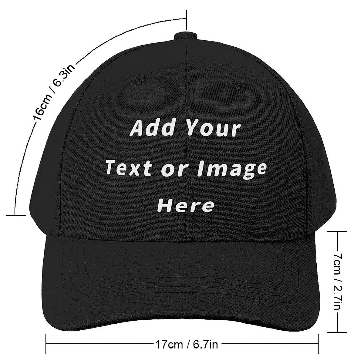 Personalized Custom Baseball Caps Unisex Men Women Dad Hat Add Your Text Image Name Number Peak Hat for Unique Gift Black