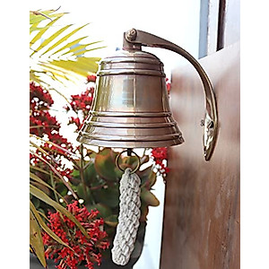 4" Solid Antique Brass Bell Quality Marine Wall Mounted Ship Hanging Bell Perfect for Dinner, Indoor, Outdoor, School, Bar, Reception, Last Order & Church by The Metal Magician