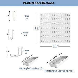 YOKEPO Pegboard Combination Kit with 2 Pegboards with 10 Accessories Modular Hanging for Wall Organizer, Crafts Organization, Ornaments Display, Nursery Storage, White | 22" x 11" Peg Boards for Wall