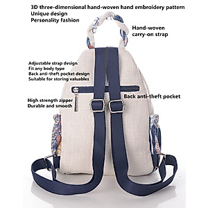 YIMOYICAI Backpack Purse for Women Girl's Convertible Sling Bag Boho Hippie Embroidered Woven Canvas with Woven Cotton Perfect Small Sling Bag Bird's Nest