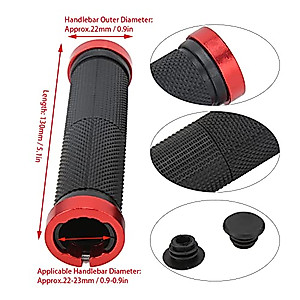 Mountain Bike Handle Bar Cover, Dustproof Bicycle Rubber Handle Bar Grips Aluminum Lock Loop Waterproof for Bike(red)