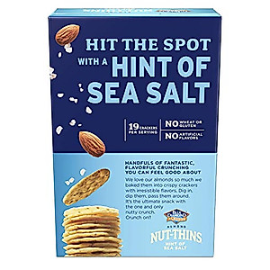 Blue Diamond Almonds Nut-Thins Gluten Free Cracker Crisps, Hint Of Sea Salt, Family Size, Sea Salt, 7.7 oz