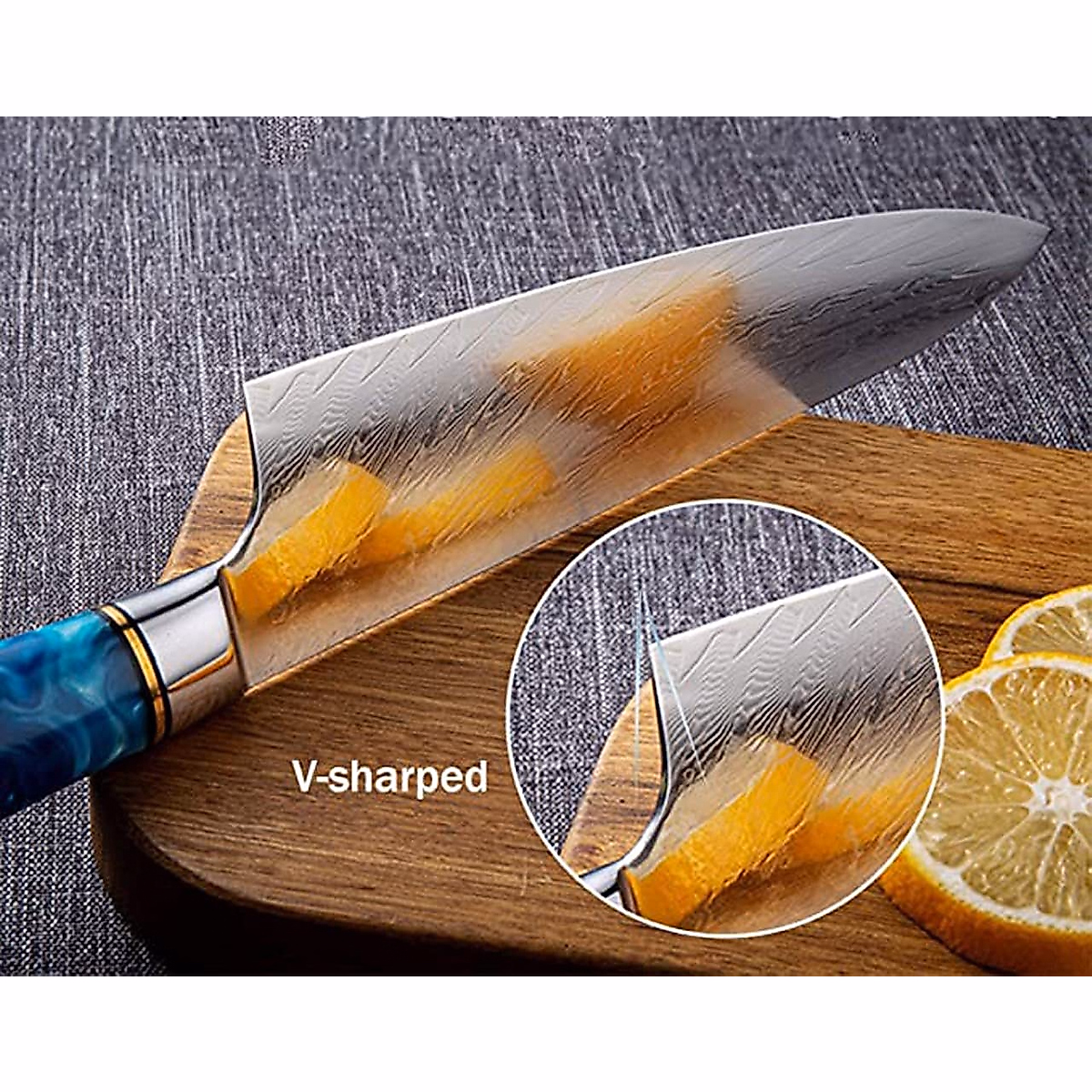 Dimashq Heavy Duty Kitchen Knife - 9.5 inch Japanese Sharp Damascus Steel Blade VG-10 Set with Resin + Color Wood Handle Kitchen Knives - Chef Knife Cooking Tools/Home/Gift