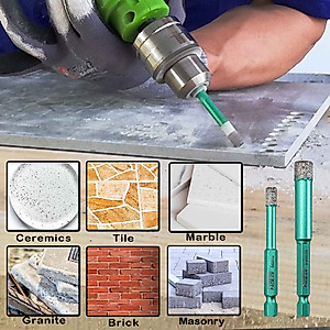 FACHLICH Dry Diamond Drill Bits,5pcs 1/2"(12mm) with Quick Change Hex Shank,for Granite Marble Tile Porcelain Ceramic Hard Materials