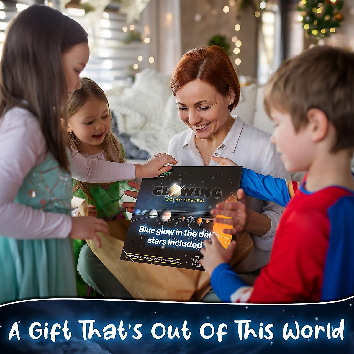 Glow in The Dark Stars and Planets, Bright Solar System Wall Stickers -Glowing Ceiling Decals for Kids Bedroom Any Room,Shining Space Decoration, Birthday Christmas Gift for Boys and Girls (Blue)