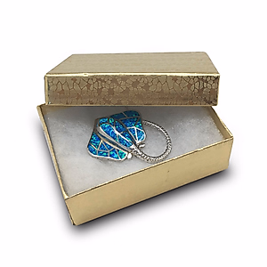 TheDisplayGuys 100-Pack #32 Cotton Filled Cardboard Paper Jewelry Box Gift Case - Gold Foil (3 1/4" x 2 1/4" x 1")