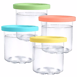 Ice Cream Pint Container Replacement for Ninja Creami Pints and Lids -16oz Cups Compatible with NC301 NC300 NC299AMZ Series Ice Cream Maker - Airtight Leak Proof Lids ，BPA-Free & Dishwasher Safe