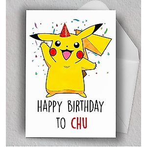 Chu Red Party Hat Happy Birthday to Chu | Cute Birthday Card | Art | Blank Card