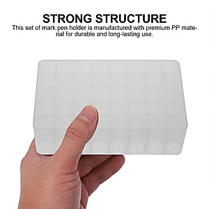 Portable Desk Marker Holder Stand 3pcs Art Marker Storage Tray 40 Hole Pen Holder Rack Paint Colored Pencils Markers Organizer for Office Home White Makeup Brush Organizer