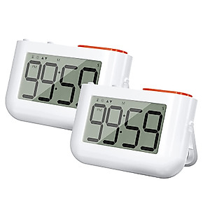 Digital Kitchen Timer, 2 Pack Magnetic Countdown Timer, Big Digits & Adjustable Volume, Timer for Cooking & for Kids , Classroom Timers for Teachers with Large LCD Display