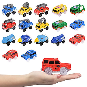 Tracks Cars Replacement only, Toy Cars for Magic Tracks Glow in the Dark, Racing Car Track Accessories with 5 Flashing LED Lights, Compatible with Most Car Tracks for Kids Boys and Girls(3pack)