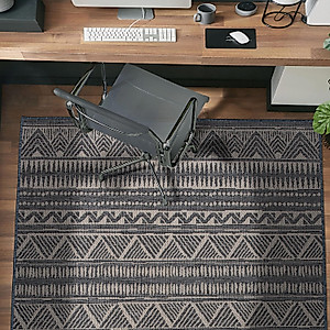 Rugshop Geometric Bohemian Indoor Outdoor Rug – Bohemian Area Rug/Outdoor Rug Deck Rugs, Non-Shedding Balcony Rugs, Boho Patio Rug, 5' x 7' Blue