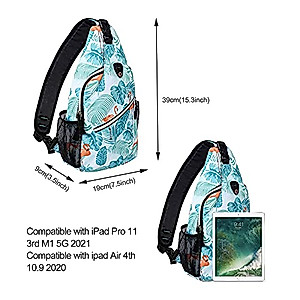 MOSISO Sling Backpack,Travel Hiking Daypack Pattern Rope Crossbody Shoulder Bag, Flamingo&Spacewalking Astronauts