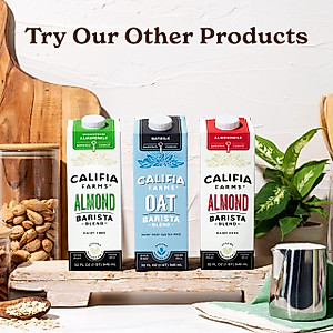 Califia Farms - Original Almond Barista Blend Almond Milk 32 Oz (Pack Of 6), Shelf Stable, Dairy Free, Plant Based, Vegan, Gluten Free, Non GMO, High Calcium, Milk Frother, Creamer