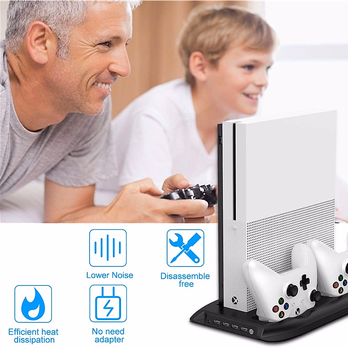 Vertical Stand for Playstation 5 with Cooling Fan Charging Station for PS5 Digital Edition (White)