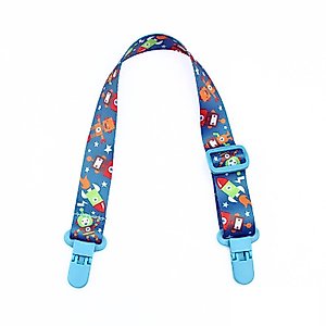 CrescentBay Adjustable Baby Bib Clip, Clips at Both Ends, Anti-Drop & Anti-Loss (Blue)