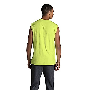 Fruit of the Loom Men's Eversoft Cotton Sleeveless T Shirts, Breathable & Moisture Wicking with Odor Control, Sizes S-4x, Muscle-2 Pack-Safety Green