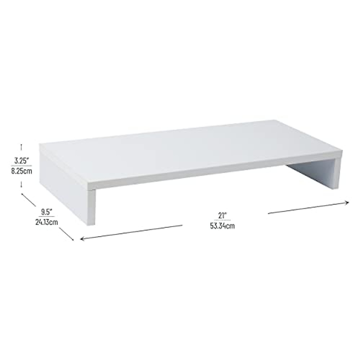 Mind Reader Woodland Collection, Monitor Stand 33 lb. Capacity, Desktop Organizer, Set of 2, 21" L x 9.5" Wx 3.25" H, 2 Pack, White