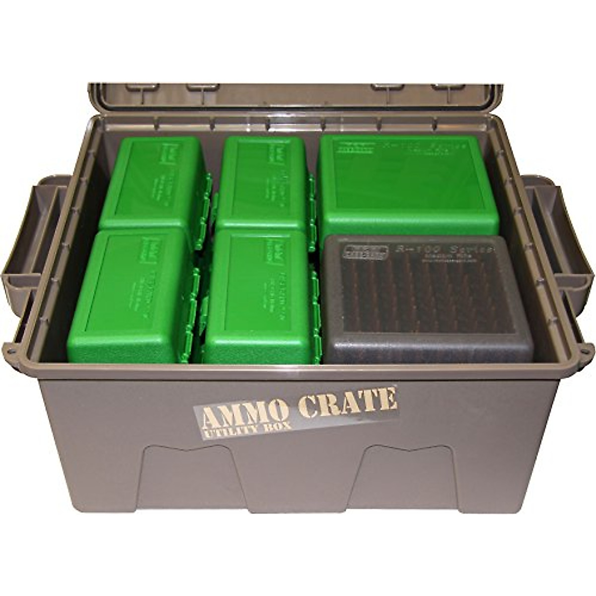 MTM ACR8-72 Ammo Crate Utility Box | Ammo, Survival or Hunting Gear Storage | O-Ring Seal for Water Resistant Dry Storage | Double Padlock tapped for Security | Carries 85lbs of Gear | Dark Earth