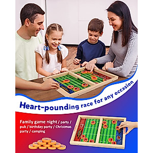 Coogam Fast Sling Puck Game, Wooden Sling Football Shot Board Game Large Table Interaction Speed Track Toy for Party Home Family Parents-Child Boys Girls Adult