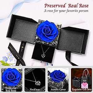 WALFITE Mothes Day rose Gifts for Women Preserved Rose Gifts for Girlfriend Preserved Real Rose with 100 Languages I Love You Necklace Mom Day Gifts for Her,Anniversary Romantic Gifts for Wife（Pink）