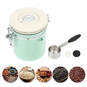 Stainless Steel Coffee Canister with Scoop, Vacuum Coffee Bean Storage Container for Ground Coffee, Whole Beans (1.5L)