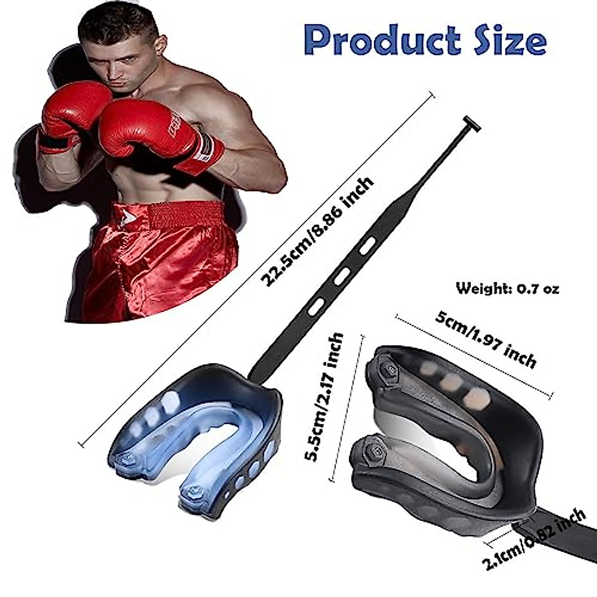 2 Pack Football Mouth Guard Kit, Soft Youth & Adult Sports Mouthpiece with Strap, Carabiner, Carry Case, Professional Sports Mouthguard for Football, Basketball, Lacrosse, Hockey, MMA, Boxing