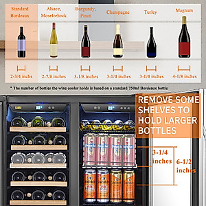 Lanbo Wine Cooler Refrigerator, 30 Inch 33 Bottle and 70 Can Under Counter Beverage Fridge with Stainless Steel Glass Door, Safety Lock and Digital Memory Touch Control