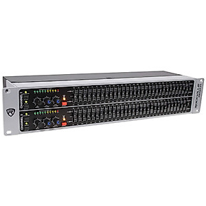 Rockville REQ231 Dual 31 Band 1/3 Octave Graphic Equalizer with Sub-Output, Grey