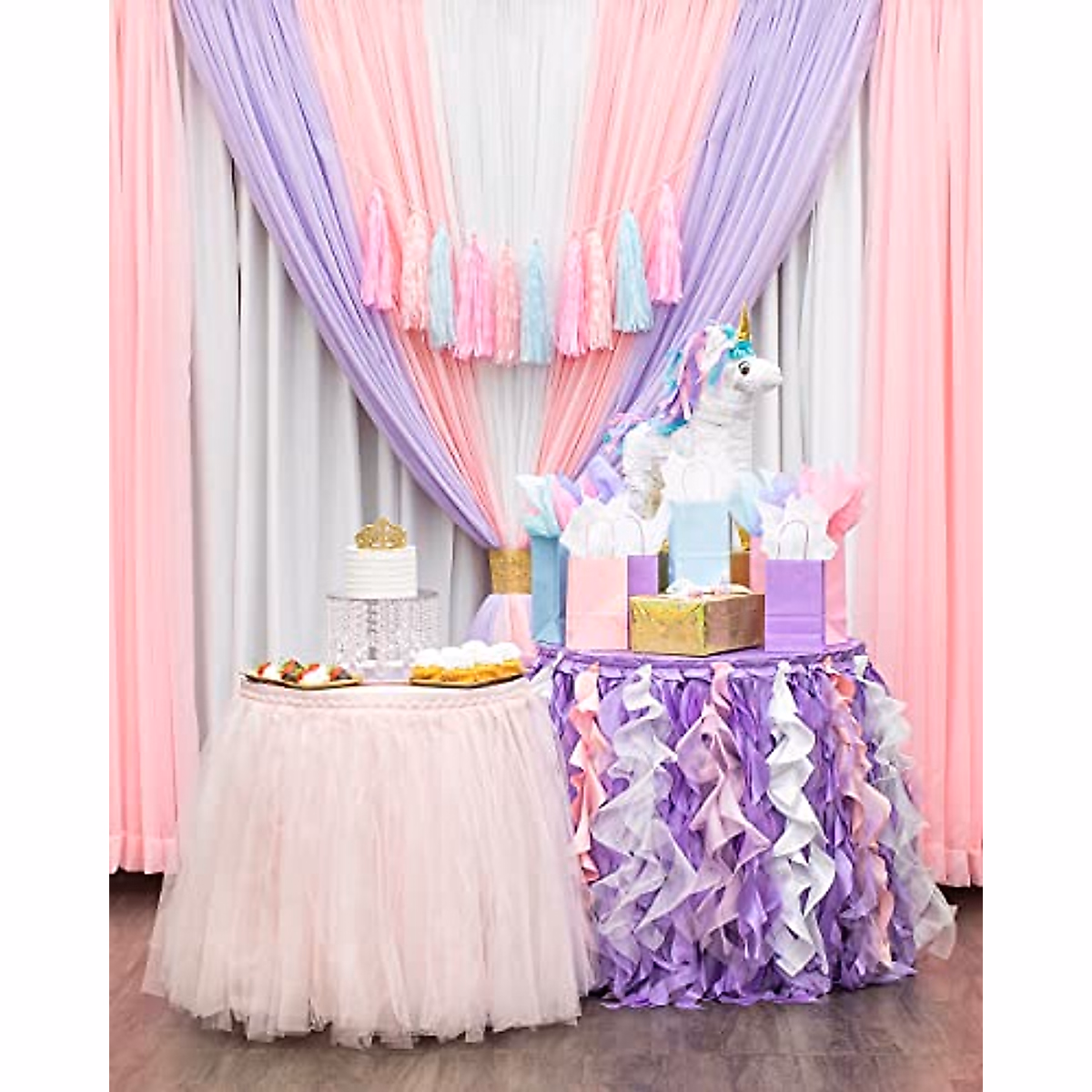 Party Backdrop Background Pink Chiffon Fabric Curtains 10ft x 10ft for Wedding Photo Backdrop Baby Shower Decoration