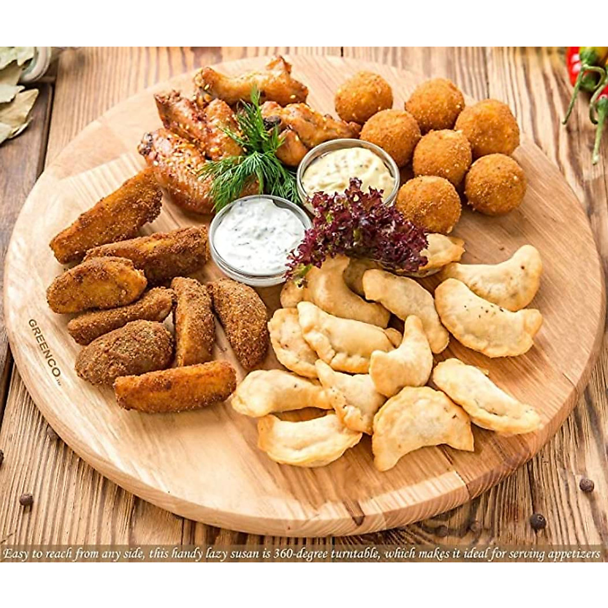 RoomForLife - Solid Bamboo Turntable - 14 inch Diameter Multi use Lazy Susan