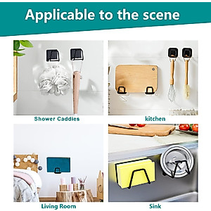 Telivava Sponge Holder for Kitchen Sink(2 Pack), Strong Adhesive Sink Sponge Holder, SUS304 Stainless Steel Sponge Holder for Kitchen Accessories - Waterproof & Quick Drying(B Style Black)