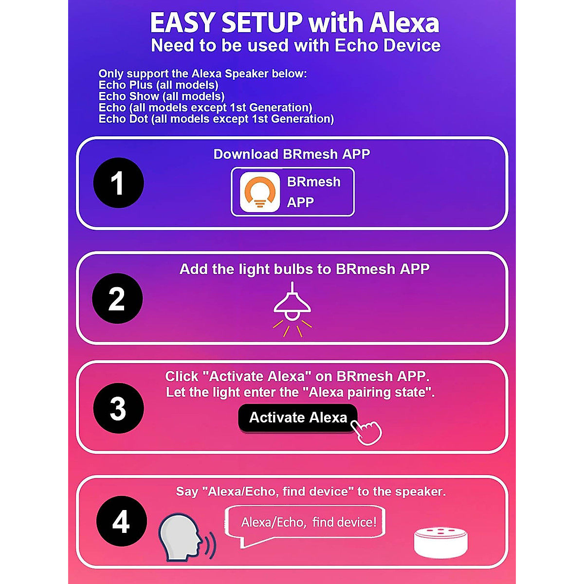ILC Alexa Light Bulbs (130 Watt Equivalent) Smart Light Bulbs Work with Alexa Required Echo Device, 1300 Lumens, Color Changing Warm White 2700K, 13W Bright LED Bulbs (4 Pack)