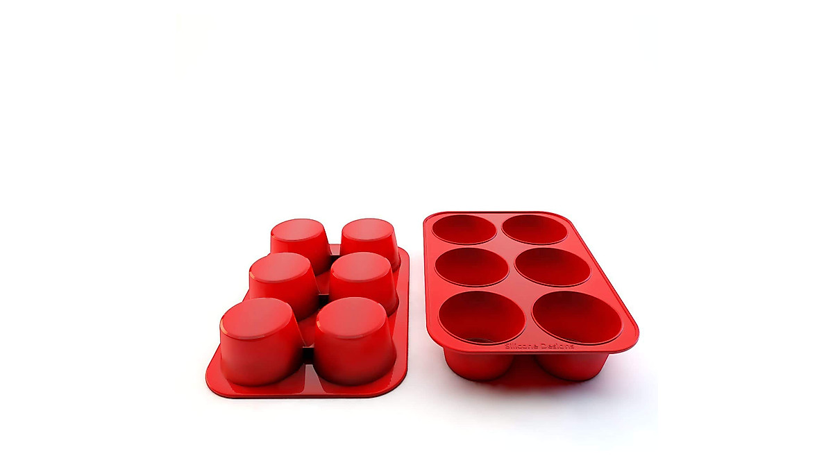 Silicone Texas Muffin Pans - Professional 6-Cup Silicone Bakeware