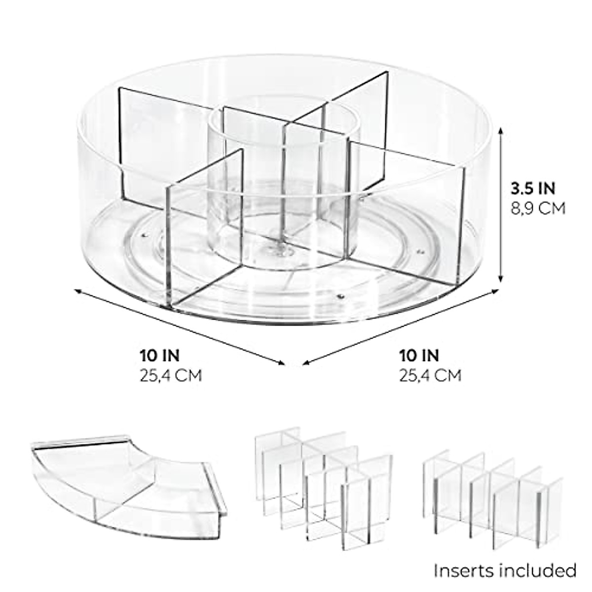 iDesign The Sarah Tanno Collection Lazy Susan Spinning Cosmetic Organizer, Clear 7.7" x 7.7"