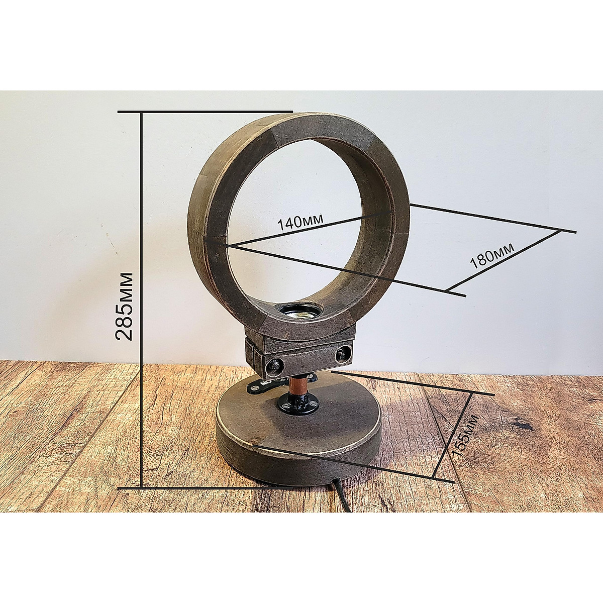 Wooden table lamp LWB, handmade steampunk author's design solid wood brass aged wood vintage rustic