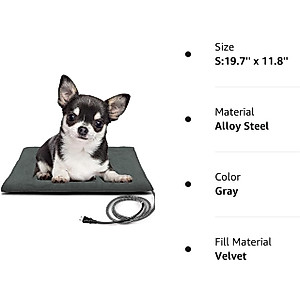 2023 New Outdoor Pet Heating Pad for Cat Dog, Heated Cat Mat Dog Mat with Auto Temperature, Pet Warming Pad Heated Cats Dogs House Heat Pet Cat Bed (S: 19.7'' x 11.8'', Gray)