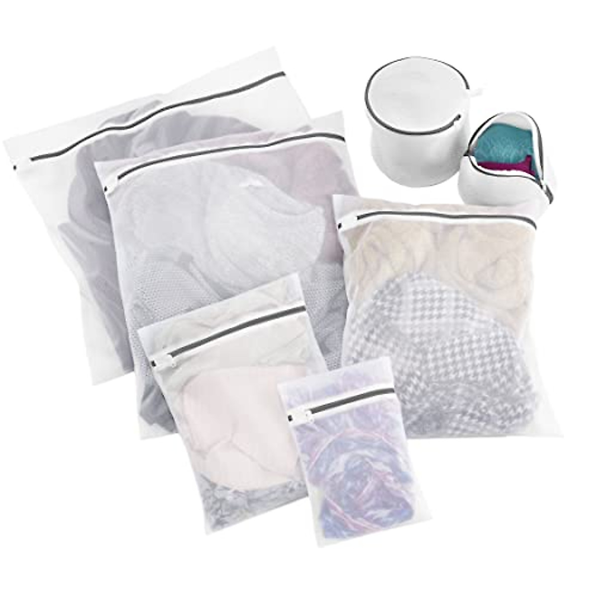 Whitmor Fine Mesh Bags, Set of 7, White