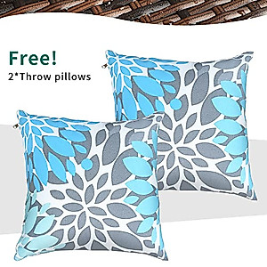 YITAHOME 5 Piece Patio Furniture Sets, All-Weather Outdoor Patio Conversation Set, PE Rattan Wicker Small Sectional Patio Sofa Set with Table, Brown